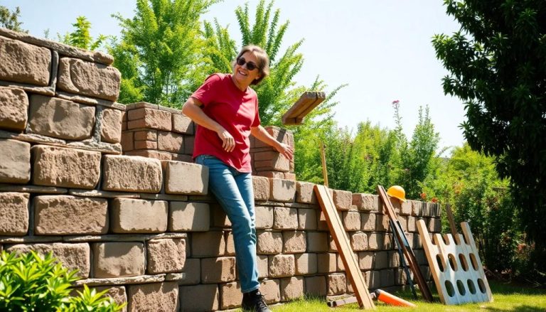 Cómo HACER un MURO de BLOQUES con DESNIVEL FÁCIL